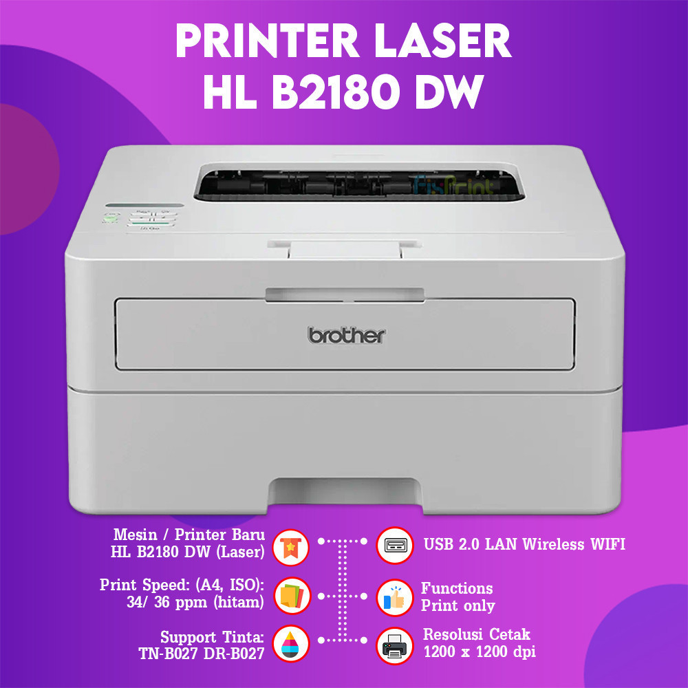 Jual Printer Monochrome Brother HL B2180DW Single Function LAN Duplex ...