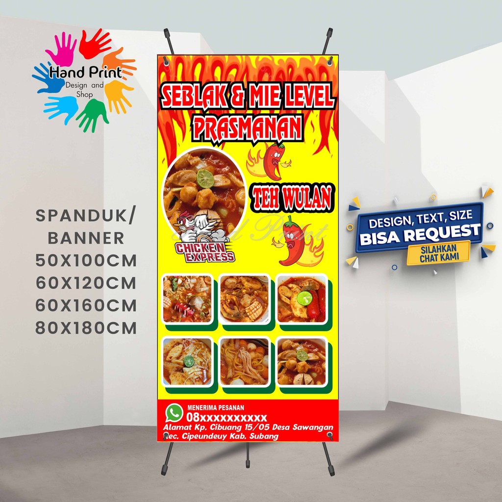 Jual Cetak Spanduk Banner Seblak Dan Mie Level Prasmanan MMT Spanduk ...