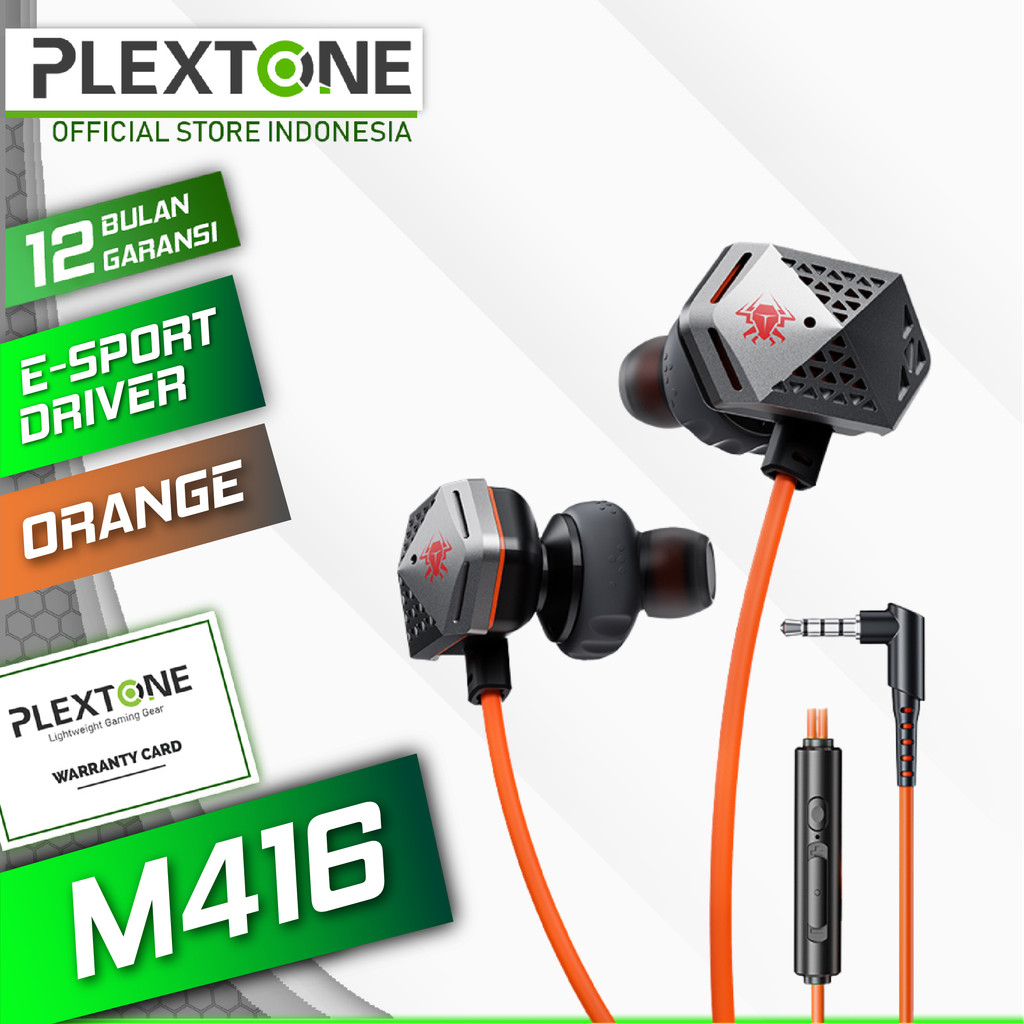 Jual Plextone M416 Gaming Earphone Wired Earbuds Built-In Micrphone Noise Isolating Powerful ...