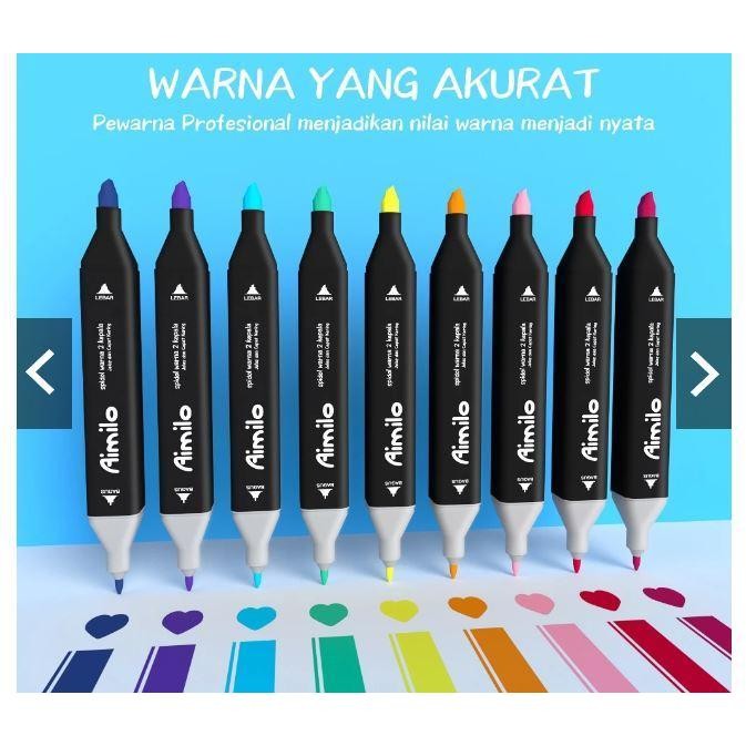 Jual Aimilo Spidol Warna Warni 1 Set Sketch Marker 2 Tip Touch Marker ...