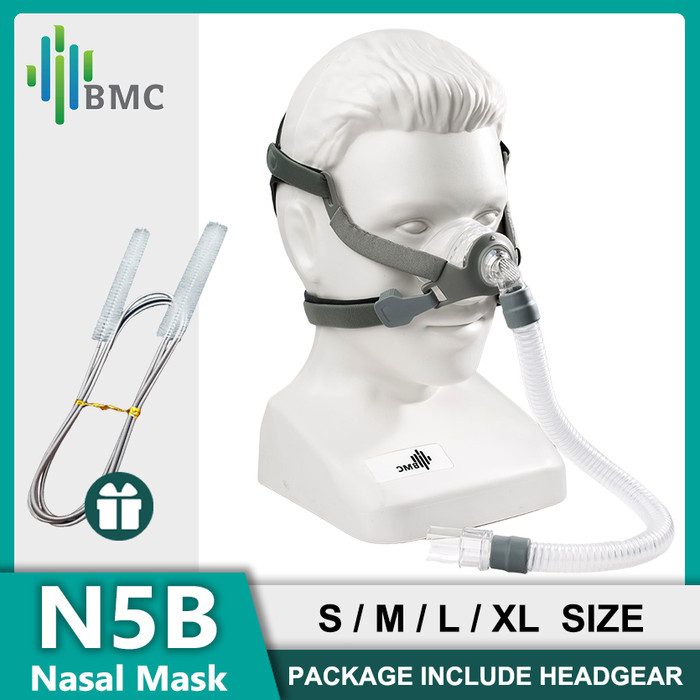 Jual BMC N5B CPAP Mask Nasal Mask With Headgear For BIPAP Luna CPAP For ...
