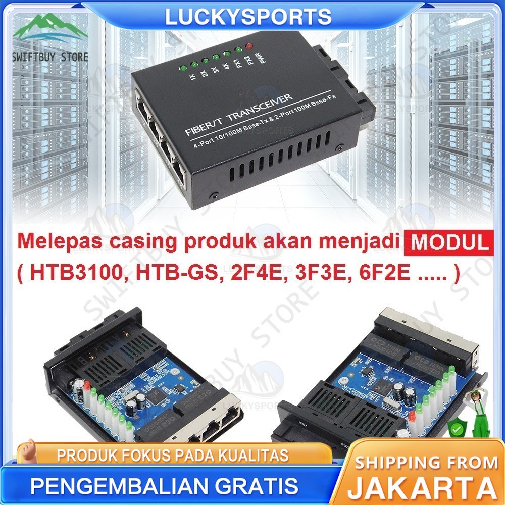 Jual Media Converter Fiber Optic 2 Port FO 4 Port LAN 10/100 Full Body / Switch Fiber Optik 2 FO ...