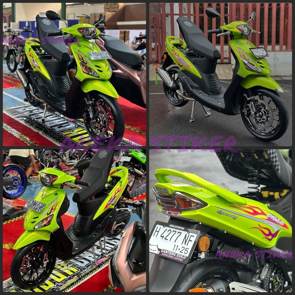 Jual STRIPING STICKER Yamaha mio 2006 2007 sporty striping api HIJAU ...