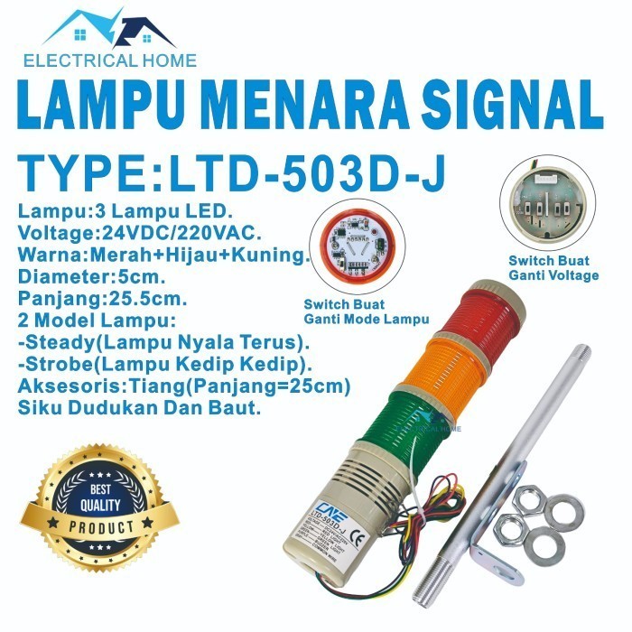 Jual Lampu Menara Signal Tower Light LED Buzzer 3 Lampu Multivolt ...
