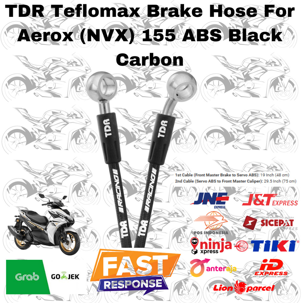 Jual TDR Teflomax Brake Hose For aerox 155 all new aerox ABS black ...