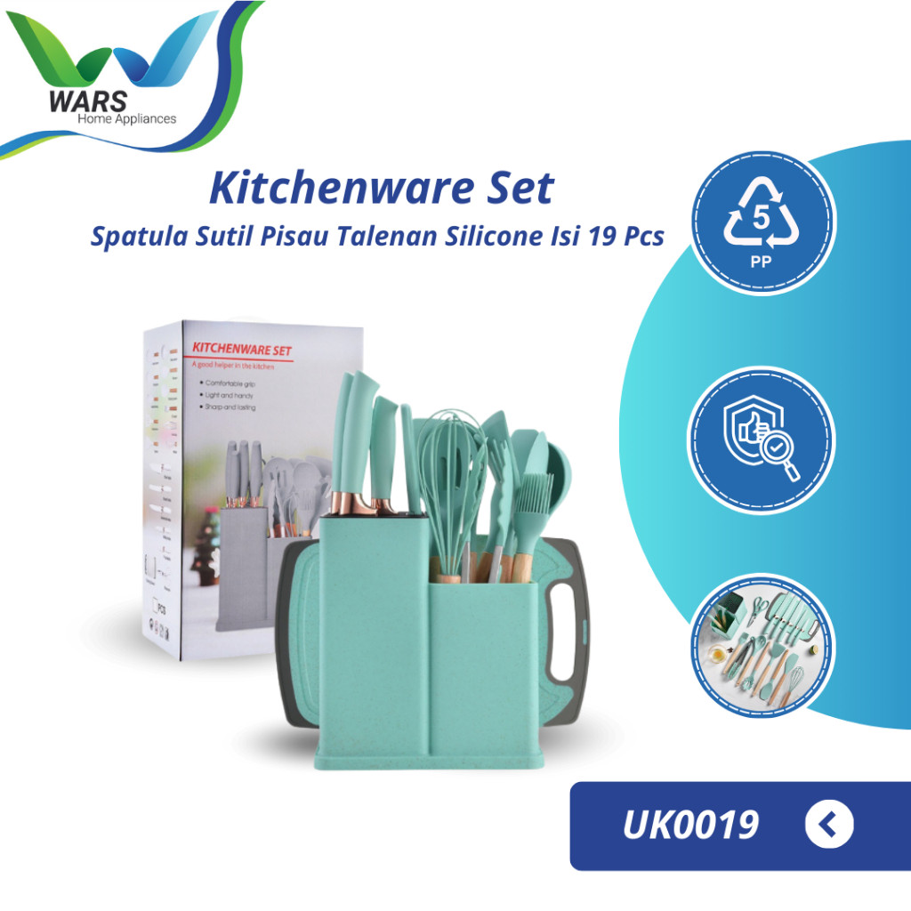 Jual WARS Kitchenware Set Spatula Sutil Pisau Talenan Silicone Isi 19 ...