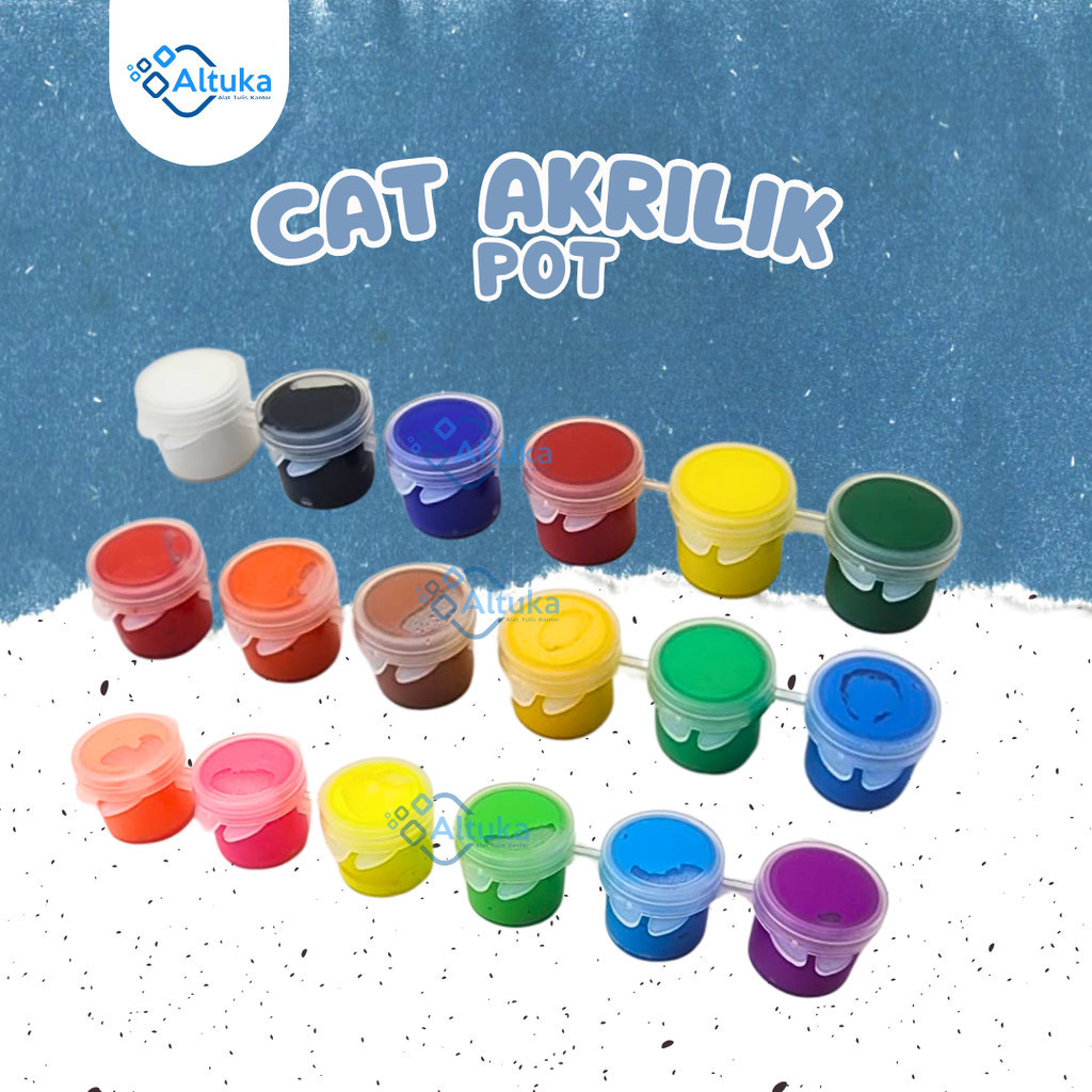Jual Cat Lukis Acrylic / Akrilik Set Pot Kemasan isi 6 Warna 3ml Primer ...