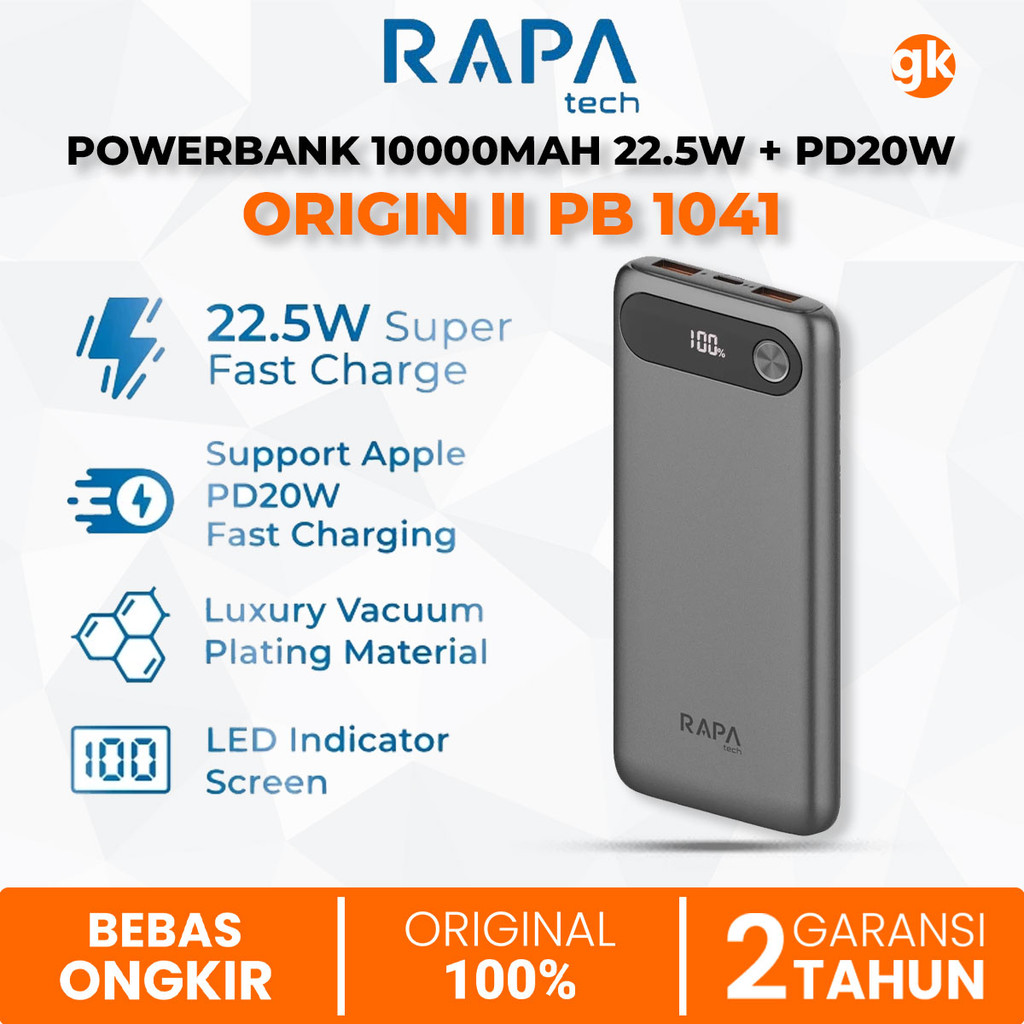 Jual RAPATECH Origin II Powerbank 22.5W + PD20W 10.000 mAh Slim Fast ...