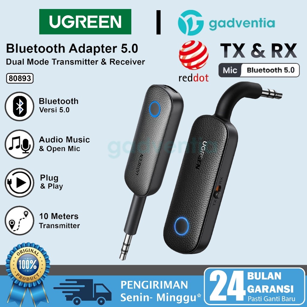 Jual UGREEN 80893 Adaptor Audio Wireless Bluetooth 5.0 with Aux 3.5mm ...