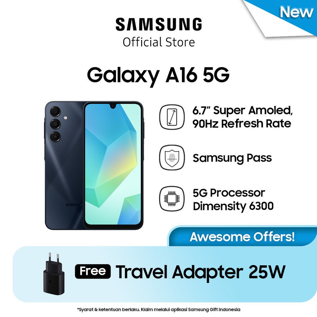Jual Samsung Galaxy A16 5G 8/256GB - Blue Black | Shopee Indonesia