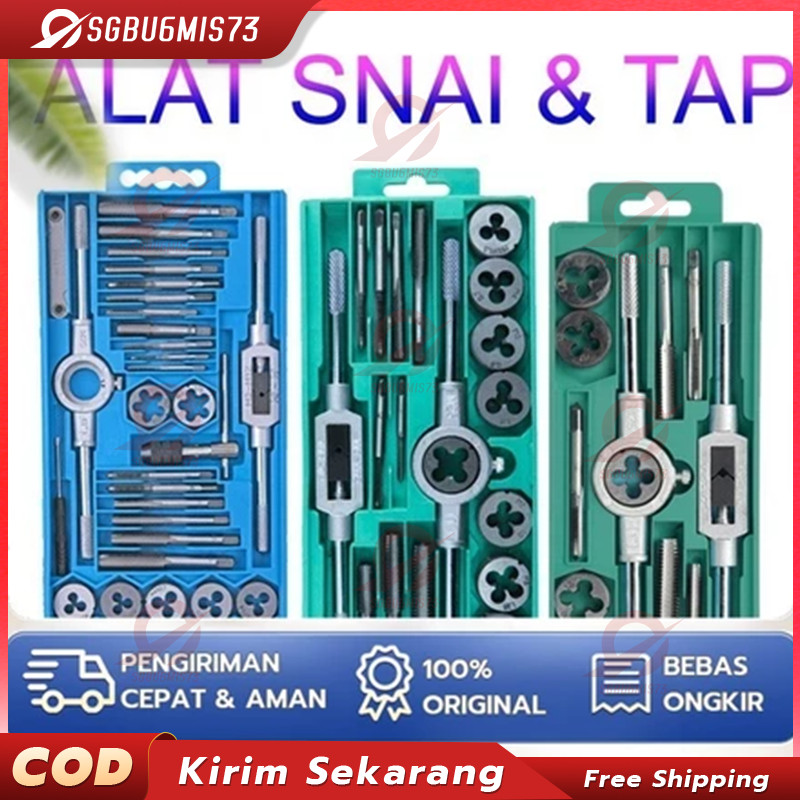 Jual 12Pcs 40Pcs Hand tap and die set Alat Snai dan Tap Ulir Baut Senai ...