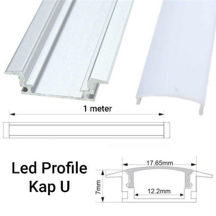 Jual Rumah Cover Casing Lis Rel LED Strip Aluminium Sudut Model U - 1M ...