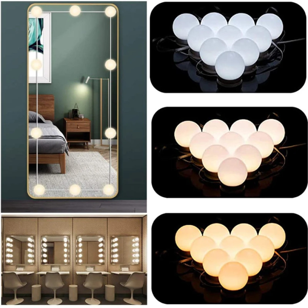 Jual 12 Bohlam Lampu 3 Warna LED 5V 6W Cermin YC-01 Meja Rias Make Up ...