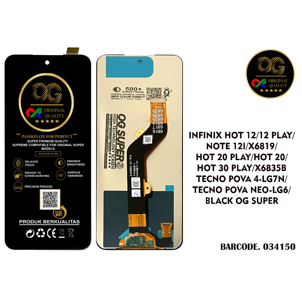 Jual ( OG SUPER ) LCD INFINIX HOT 12 /HOT 12 PLAY / X6817 / X6816 / HOT ...