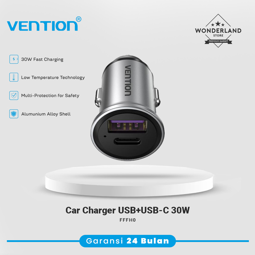 Jual Vention Car Charger 30W USB-C+USB-A QC4.0 QC3.0 SCP PD PPS Fast ...