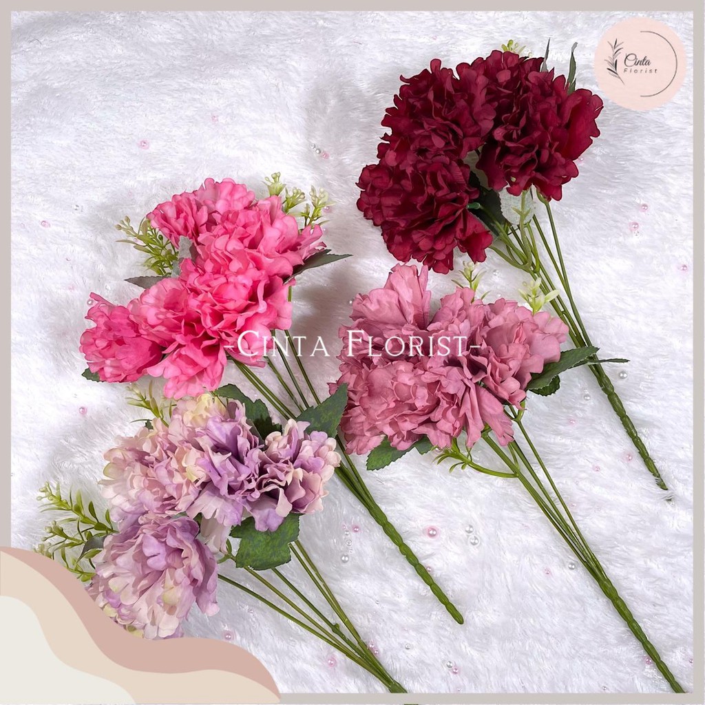 Jual Bunga Carnation OF Anyelir Cabang 5 Artificial Buatan Home Decor ...