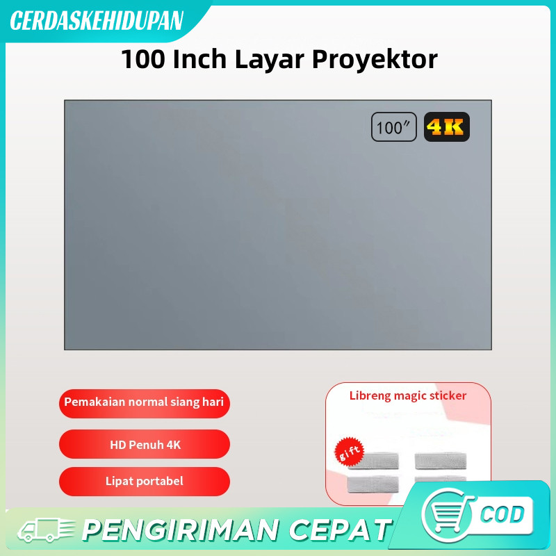 Jual Kain Layar Proyektor Dinding Screen 100/120 Inch Kain Layar ...