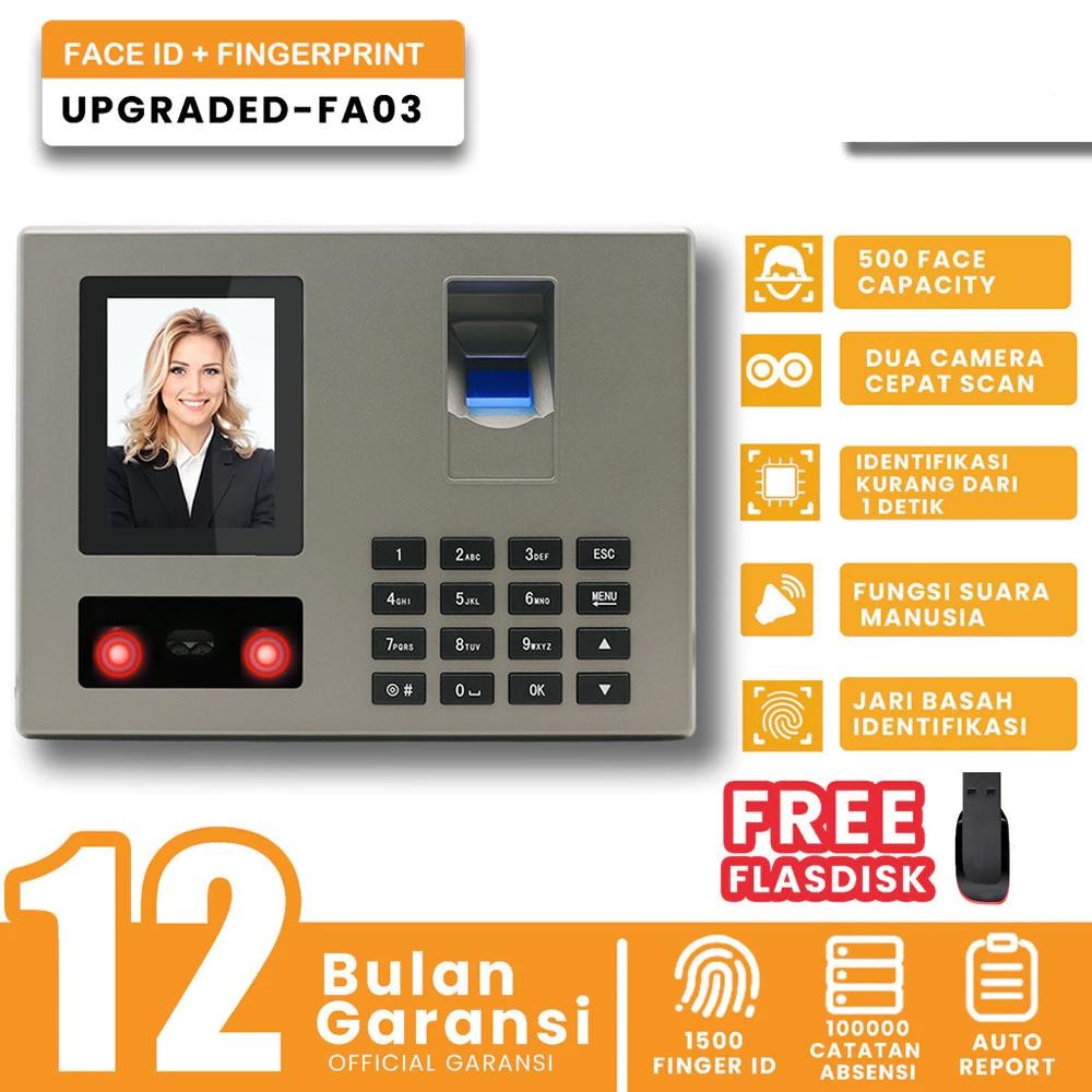 Jual Mesin Absensi Sidik Jari + Deteksi Wajah 1500 Sidik Jari 500 Wajah Upgrade Bahasa Indonesia ...