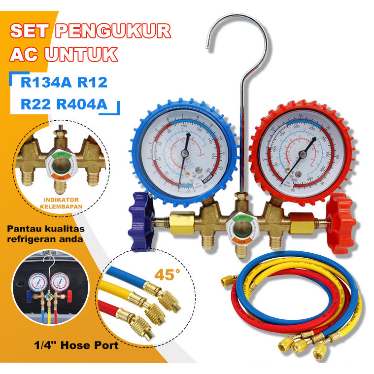 Jual Testing Manifold AC Double Manifold Gauge R22 R410a R32 R134a ...