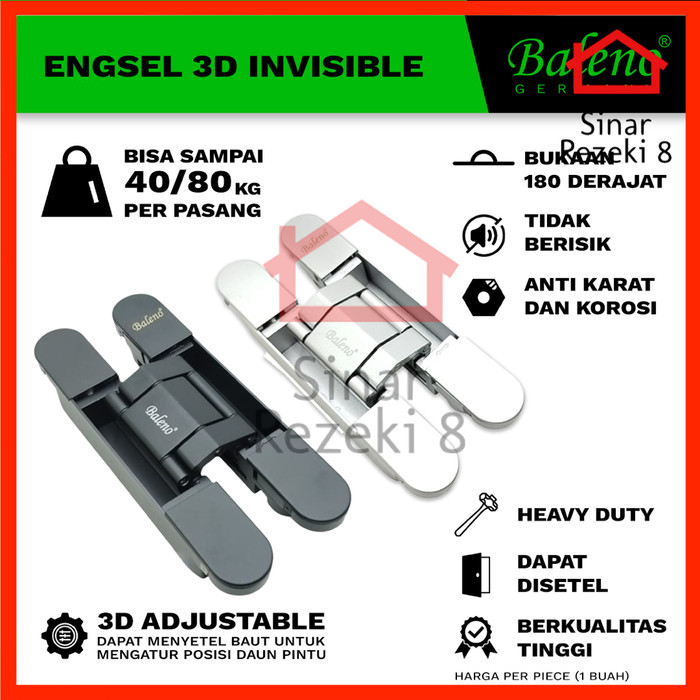 Jual Engsel 3D Invisible Baleno 40 KG / Deer Tanam Adjustable Hinge ...
