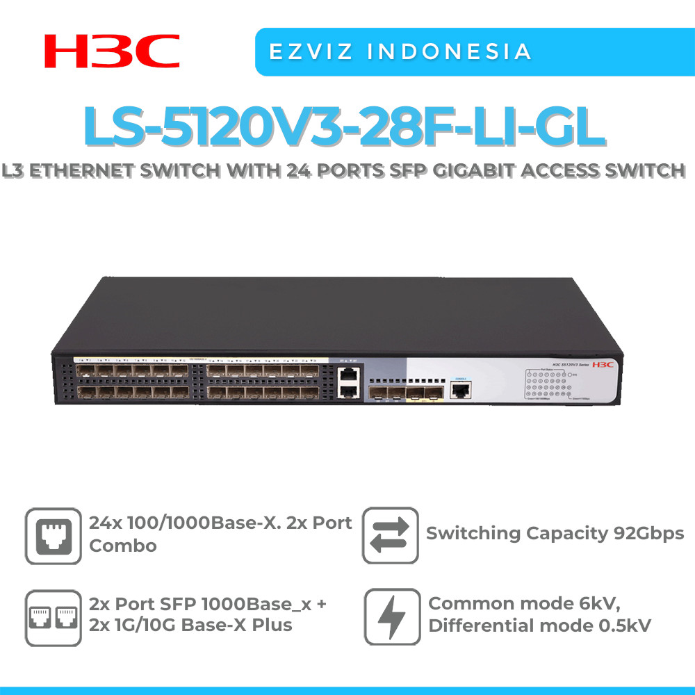 Jual H3C LS-5120V3-28F-LI-GL L3 ETHERNET SWITCH WITH 24 PORTS SFP ...