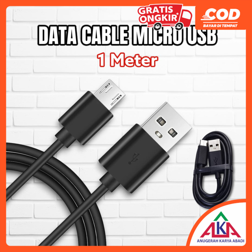 Jual Kabel Data Charger Micro USB 1M Hitam - Satuan | Shopee Indonesia
