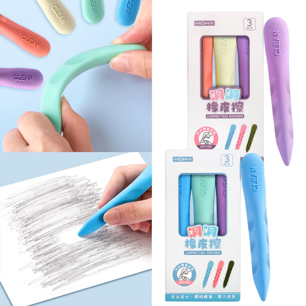 Jual MW033 Penghapus Isi 3 Long Eraser Karet Sekolah Kantor Anak Alat ...