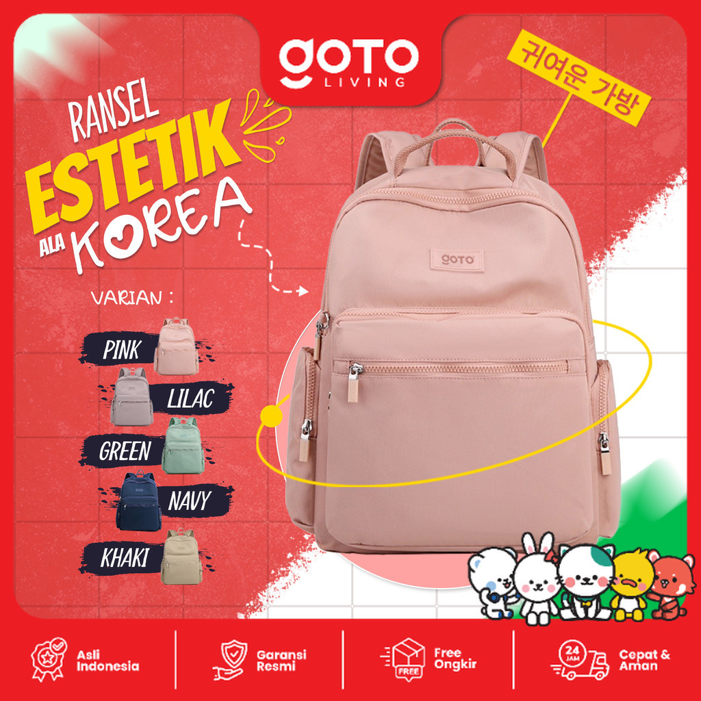 Jual Goto Dakin Tas Simple Ransel Sekolah Kuliah Kerja Wanita Korean ...