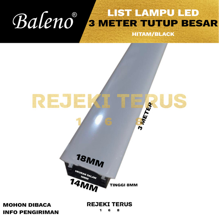 Jual List Lampu LED Tutup Besar HITAM / Rumah Strip Cover Casing Lis ...