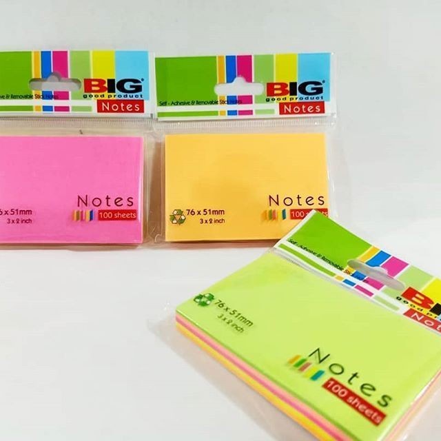 Jual Sticky Note BIG Notes 76x51mm 100 Lembar Warna Cerah Kertas 70gsm ...