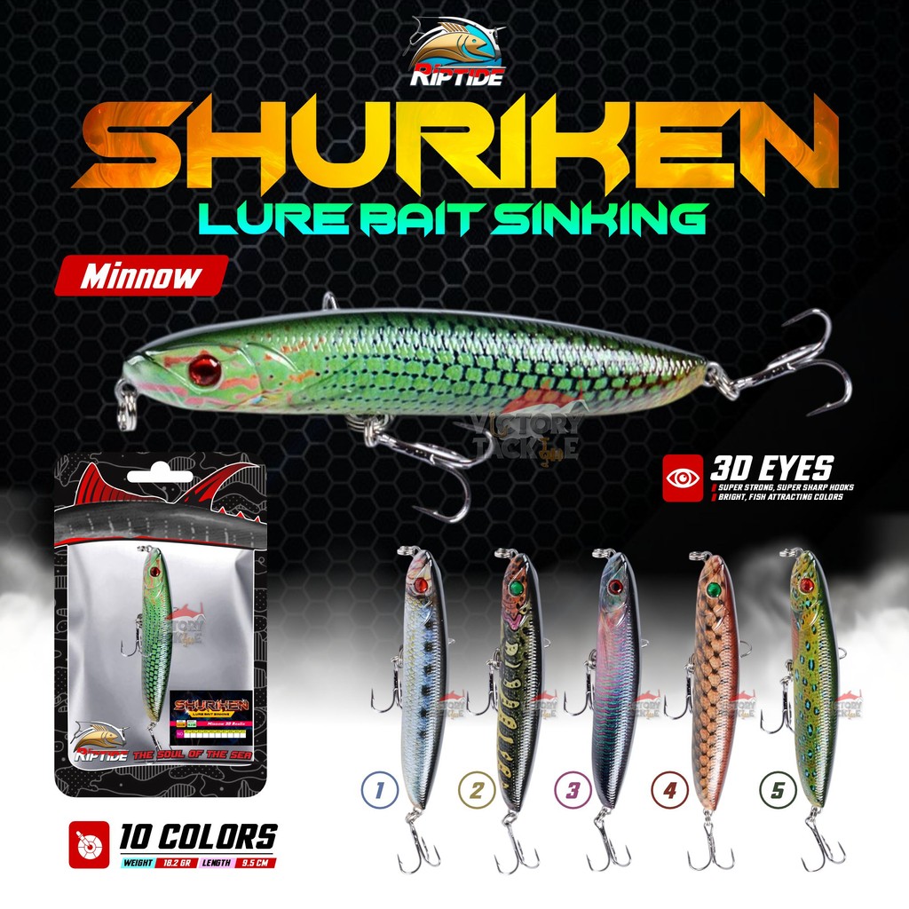 Jual UMPAN PANCING RIPTIDE SHURIKEN MINNOW PENCIL LURE BAIT FISHING 18. ...