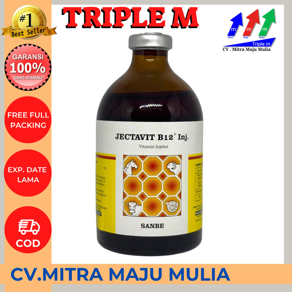 Jual NEW PORODUK JECTAVIT B12 100 ML VITAMIN B12 INJEKSI SAPI KUDA BABI ...