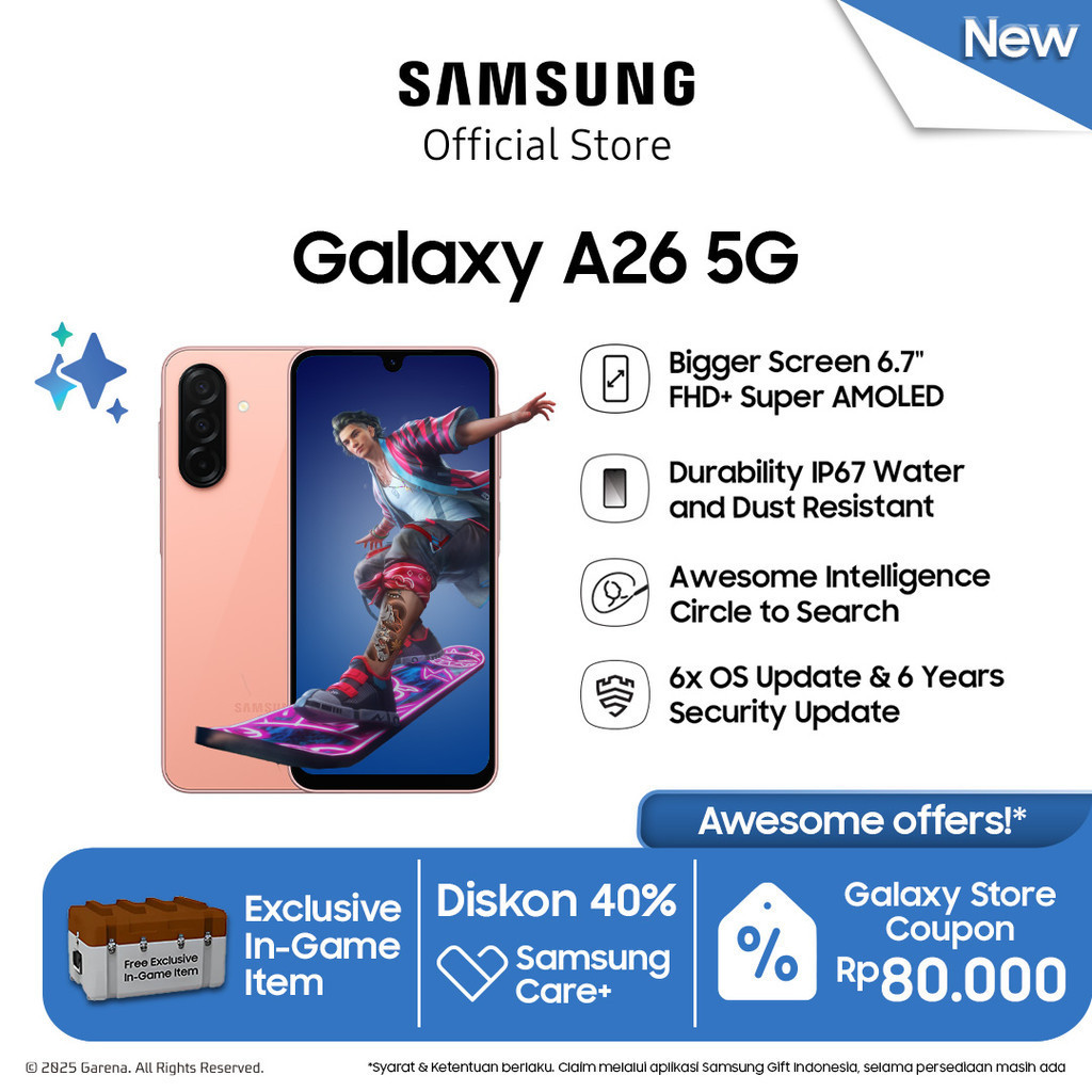 Jual Samsung Galaxy A26 5G 8/256GB - Peach Pink | Shopee Indonesia