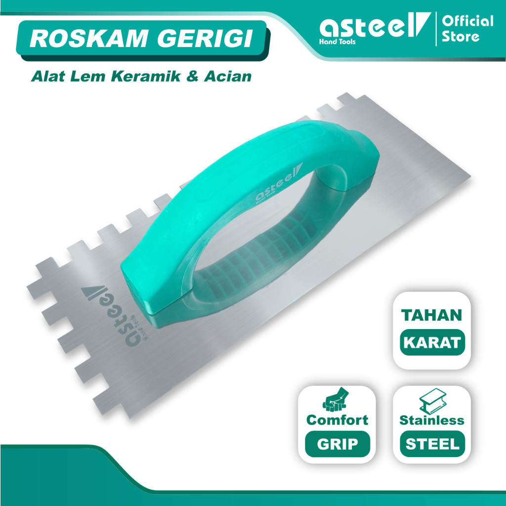 Jual ASTEEL Roskam - Raskam gerigi plastering trowel alat pasang perata ...