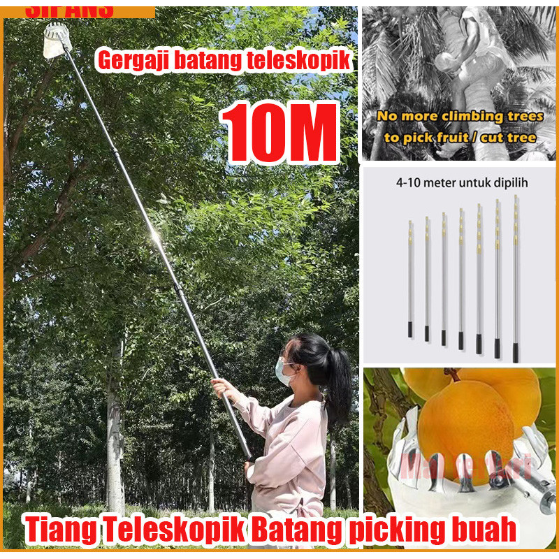Jual 6m-10m Alat Pemetik Buah Tongkat Tinggi Stik Serbaguna Panjang Teleskopik Metal Fruit ...