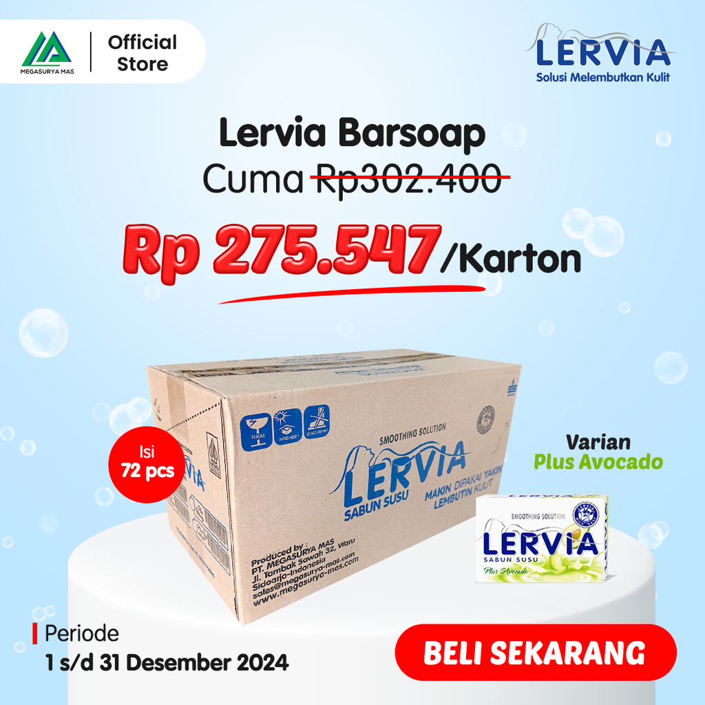 Jual [BUNDLING] LERVIA Sabun Susu Plus Avocado 90g (72 pcs) | Shopee Indonesia
