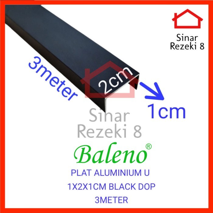 Jual Plat Aluminium List U Hitam Doff 10 x 20 x 10 mm / 1 x 2 x1 cm Lis ...