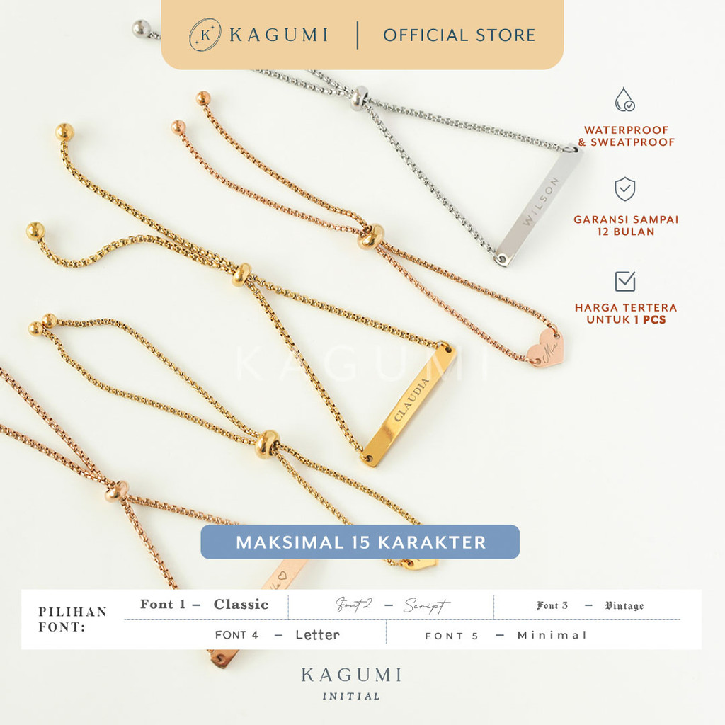 Jual KAGUMI Initial - Wish Bracelet | Gelang Serut Custom Titanium ...