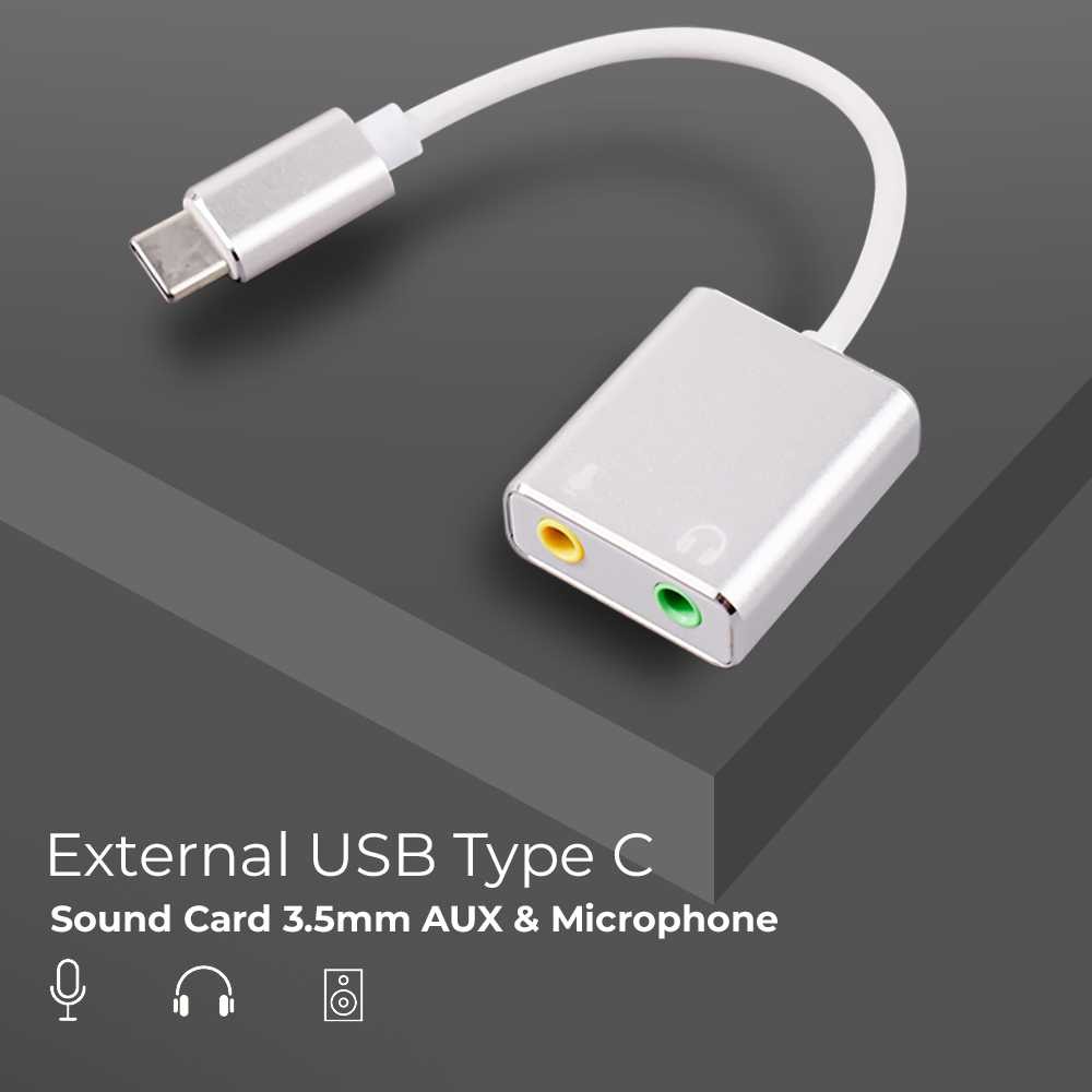 Jual External USB Type C Sound Card 3.5mm AUX & Microphone | Shopee ...
