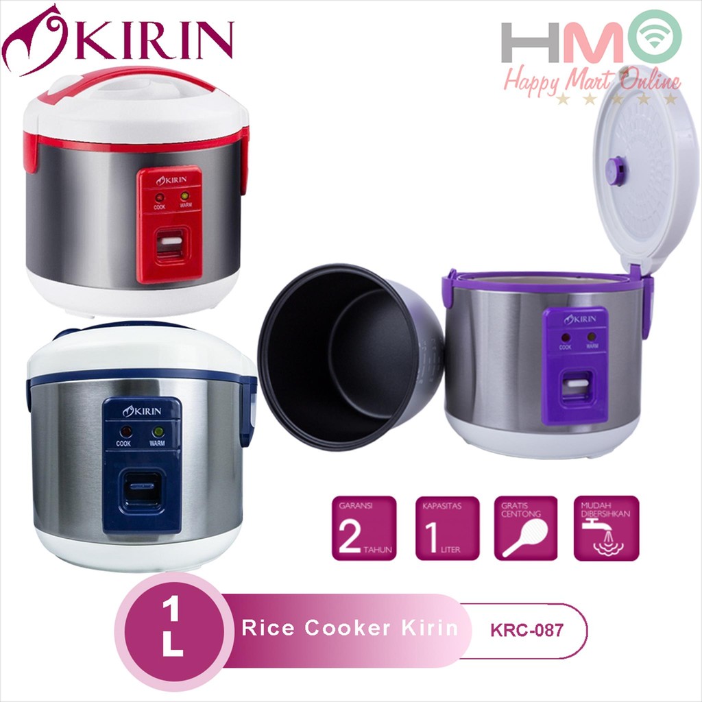 Jual Kirin Rice Cooker 1 Liter KRC 087 Magic Com 1L Kecil Anti Lengket Kirin KRC-087 | Shopee ...