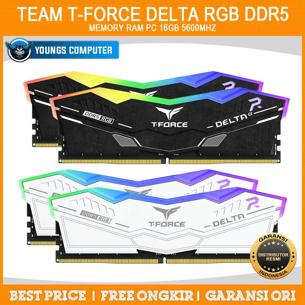 Jual RAM TEAM T-FORCE DELTA RGB DDR5 16GB KIT 5600Mhz (2x8GB) Memory ...