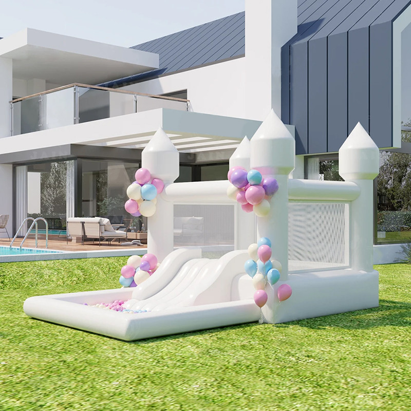 Jual 4m Giant Inflatable Bounce House White Jumping Castle With Ball ...