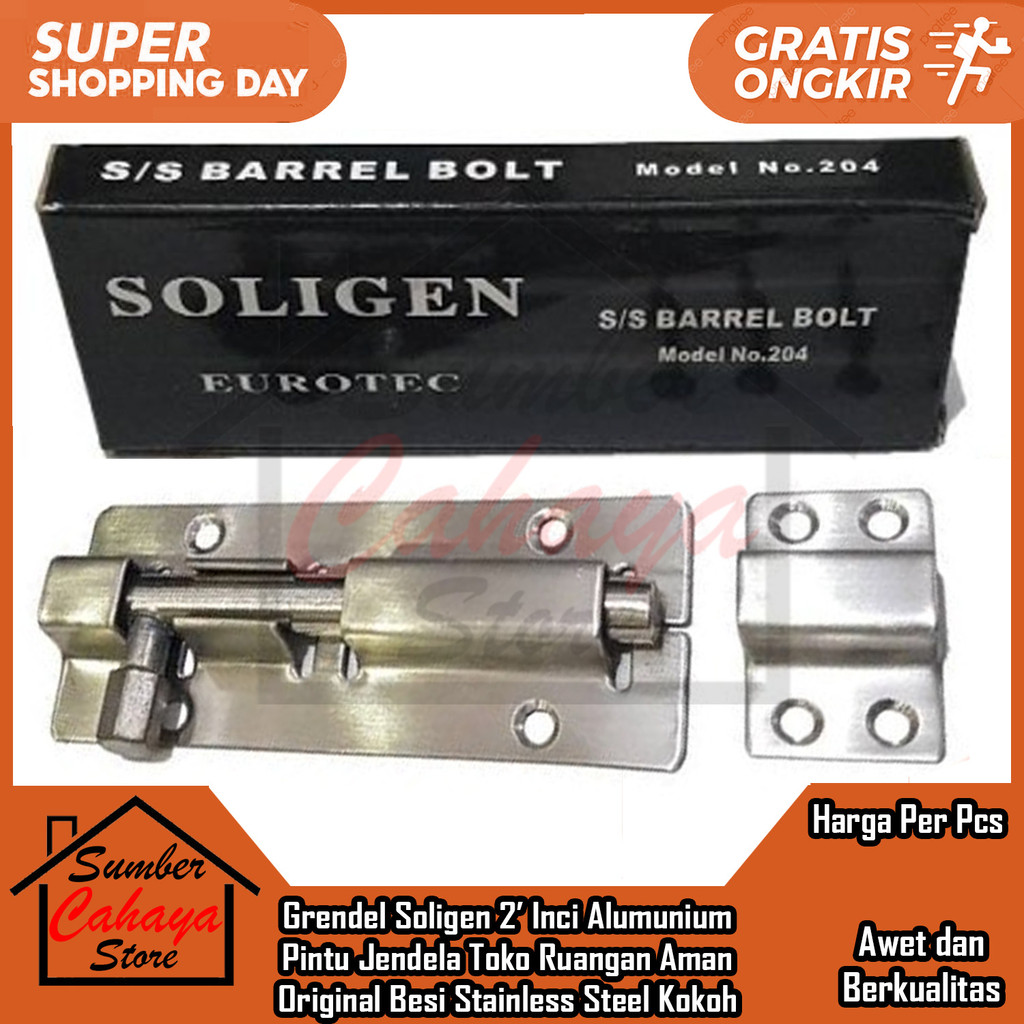 Jual Kunci Pintu Slot Besi Sekrup Merek Merk Soligen 2”In Inch Barrel ...