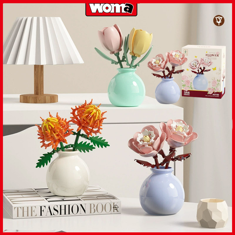 Jual Bricks Bunga Pot Flower DIY Mainan Balok Susun Puzzle Blok Gift ...