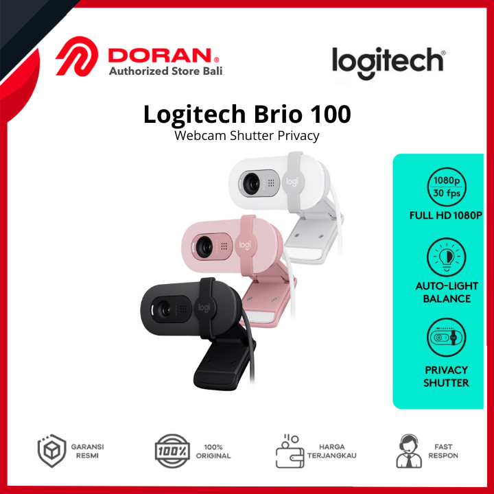 Jual Logitech Brio 100 Webcam Full HD Shutter Privacy & Built-in ...