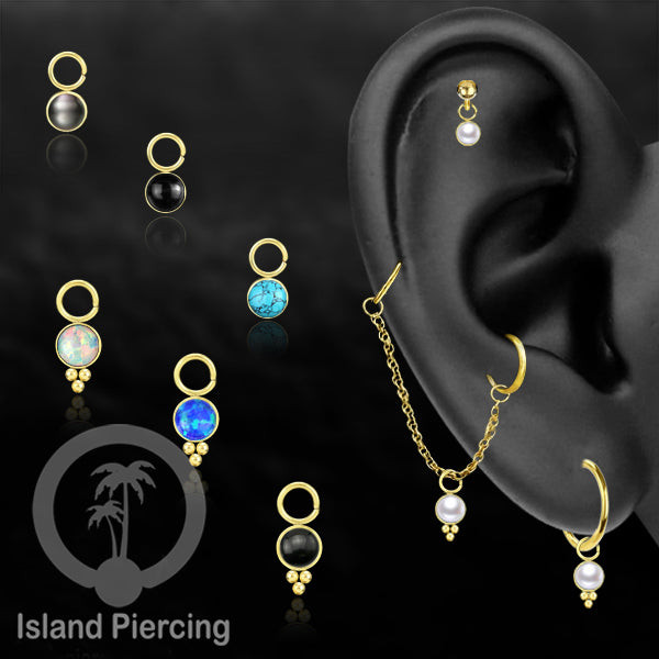 Jual Piercing Charm yang Liotin Stainless manis warna gold dengan batu ...