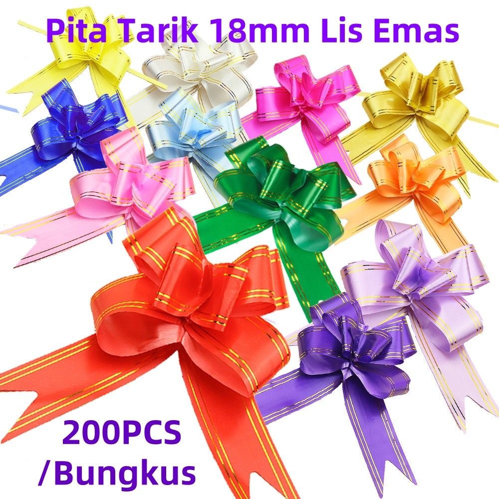 Jual Isi 200 Pcs Pita Tarik 18mm Lis Emas Serut Besar Hiasan Parcel ...