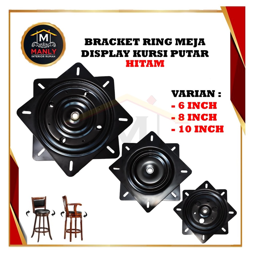 Jual Kolaher Ring Meja 6 8 10 Inch Etalase Kursi Putar Besi Hitam Kursi ...
