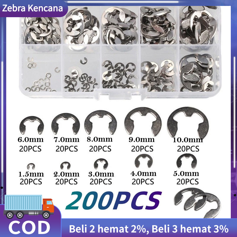 Jual 200Pcs Snapring Type E / Snap Ring Type E / Snapring Stainless Steel / Retaining Snap Ring ...