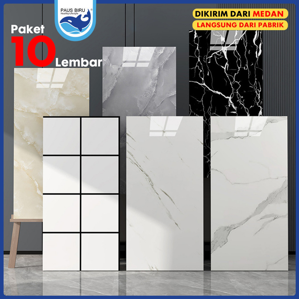 Jual Paus Biru - (Paket 10 Lembar ) Wallpaper dinding Vinyl Marble 30 x 60 cm 0,3cm / Vinyl ...